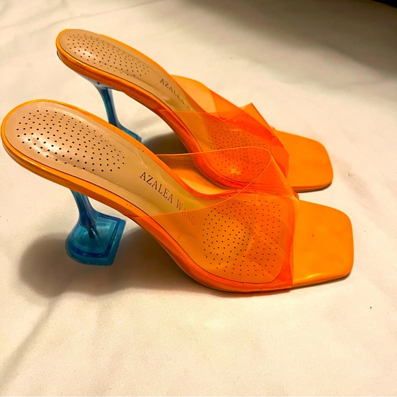 Azalea Wang | Shoes | Azalea Wang Pvc Orange Clear And Blue Acrylic ...